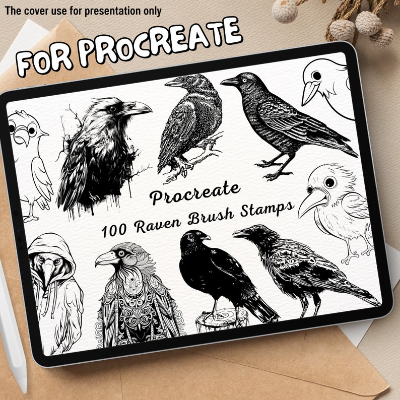 100 Raven Brush Stamps | Procreate Raven Brush Stamps | Raven Procreate ...