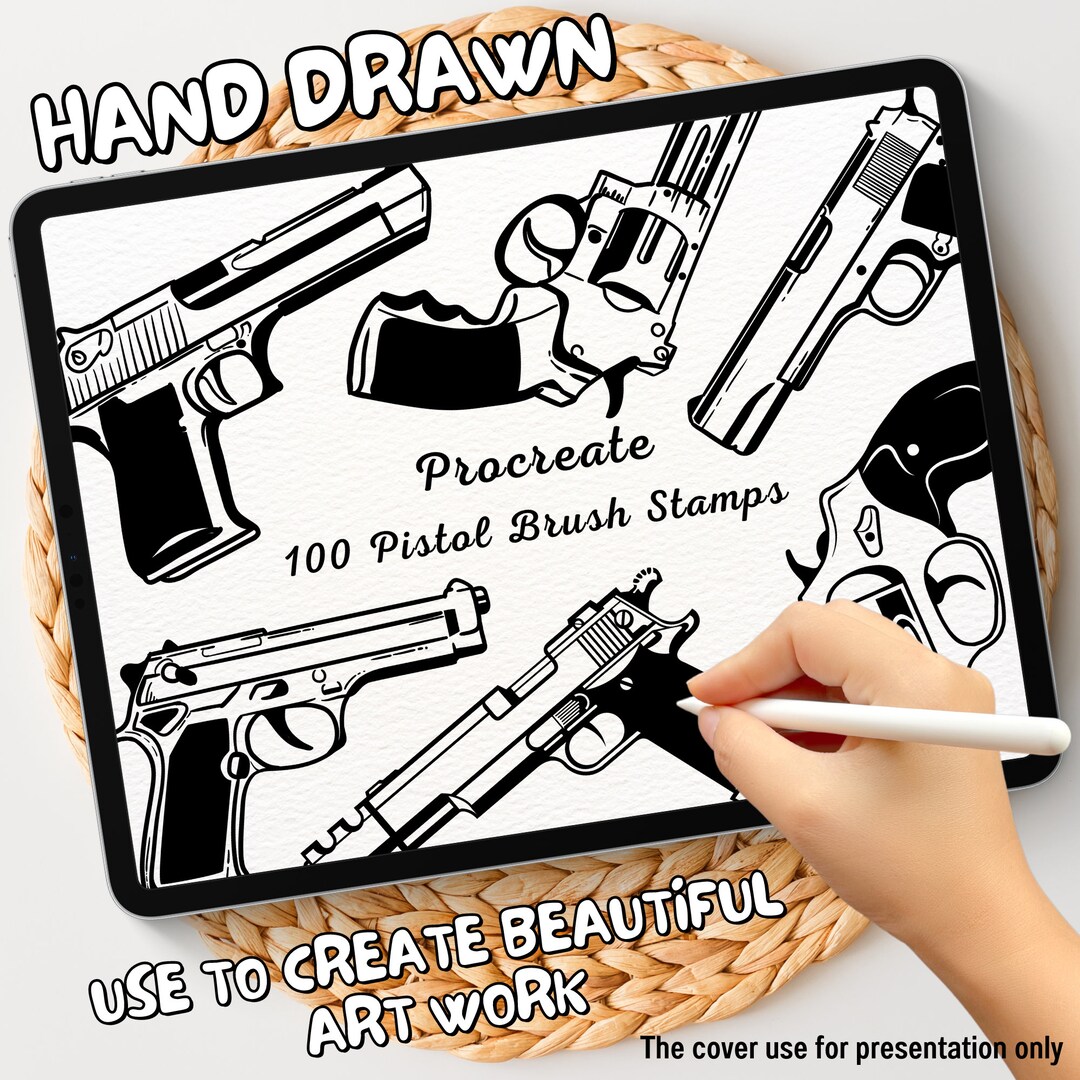 100 Pistol Brush Stamps Procreate Pistol Brush Stamps Pistol Procreate ...