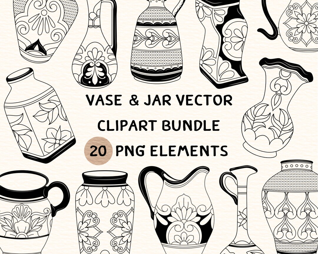 Vase and Jar Vector Clipart Bundle | Vase and Jar Vector Clipart | Vase ...