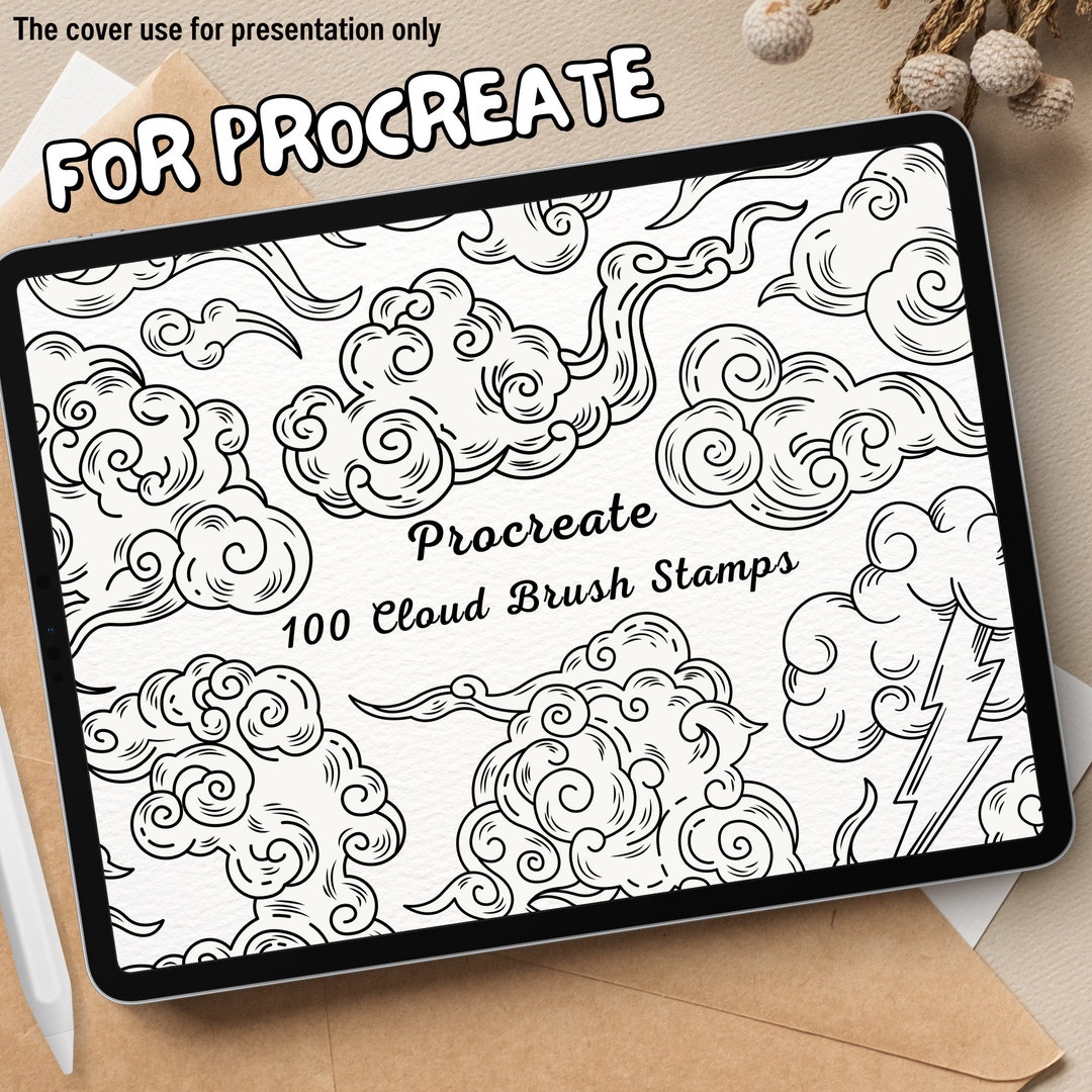 100 Cloud Brush Stamps | Procreate Cloud Brush Stamps | Cloud Procreate ...