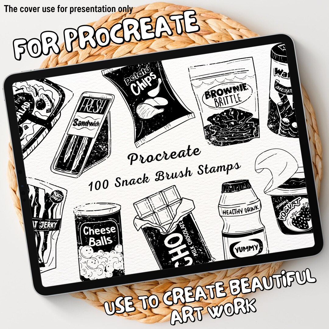 Snack Stamps for Procreate, Digital Food Illustration Brushes, Junk ...