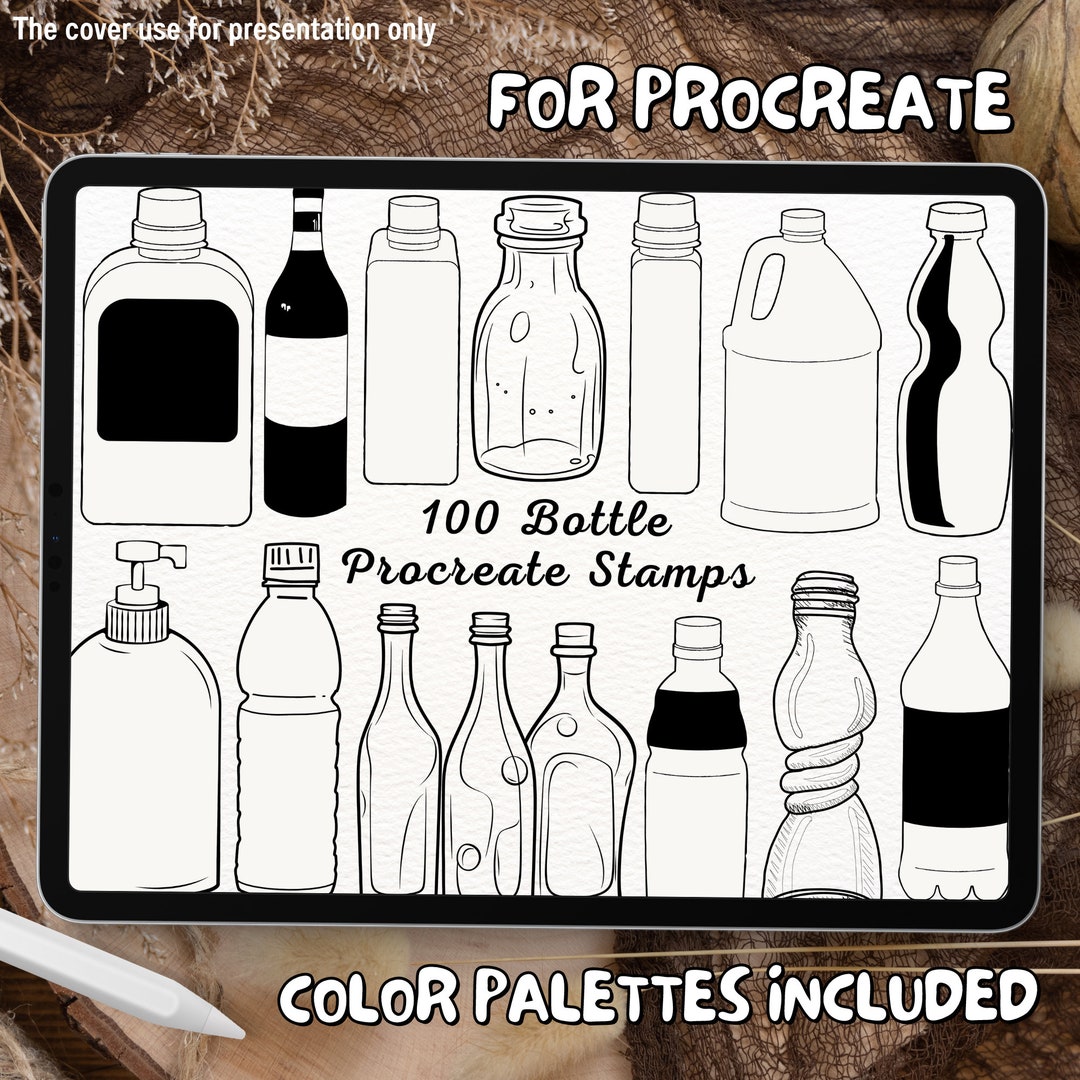 100 Bottle Brush Stamps | Procreate Bottle Brush Stamps | Bottle ...