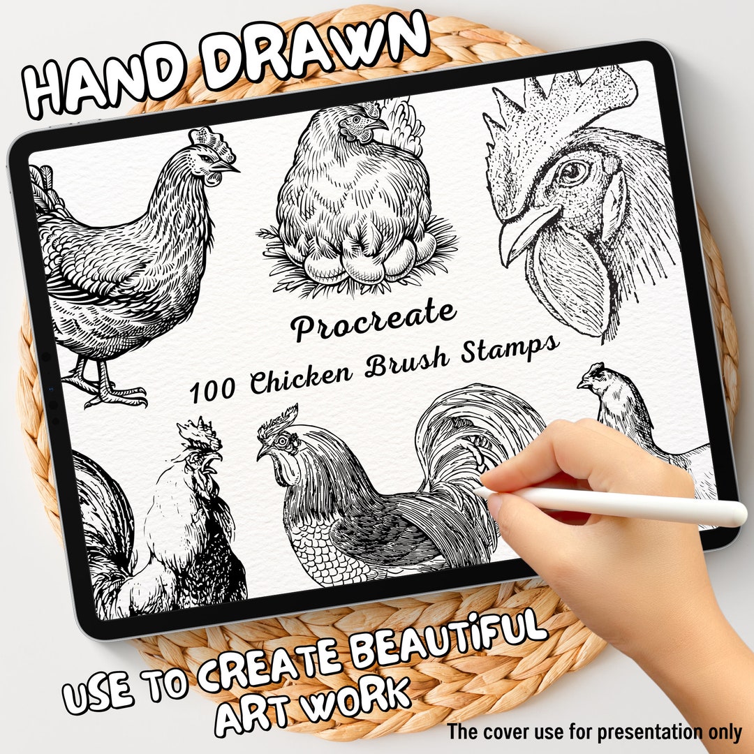 100 Chicken Brush Stamps | Procreate Chicken Brush Stamps | Chicken ...