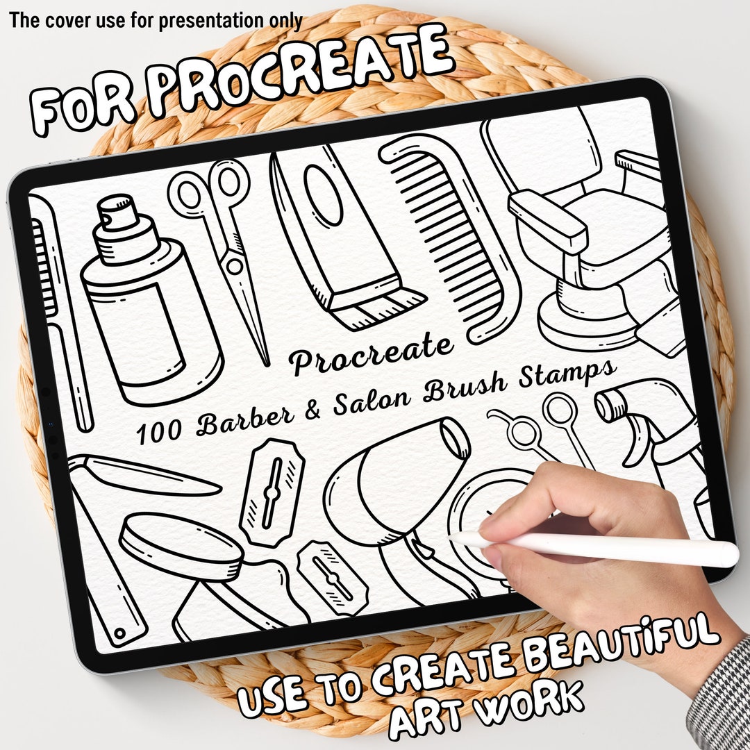 Barber and Salon Procreate Stamps, Hair Styling Digital Brushes, Beauty Shop Design Tools - Etsy