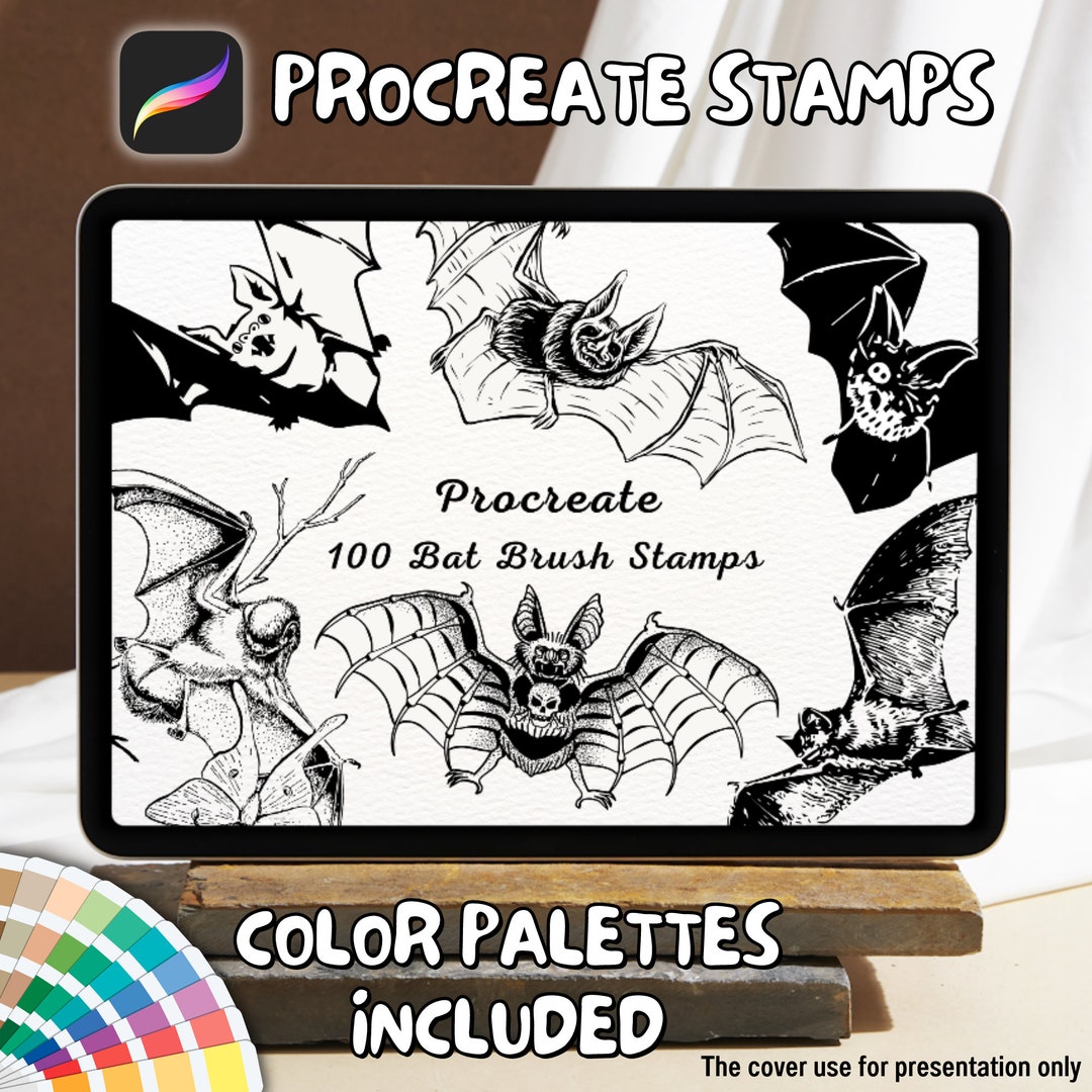 100 Bat Brush Stamps | Procreate Bat Brush Stamps | Bat Procreate ...