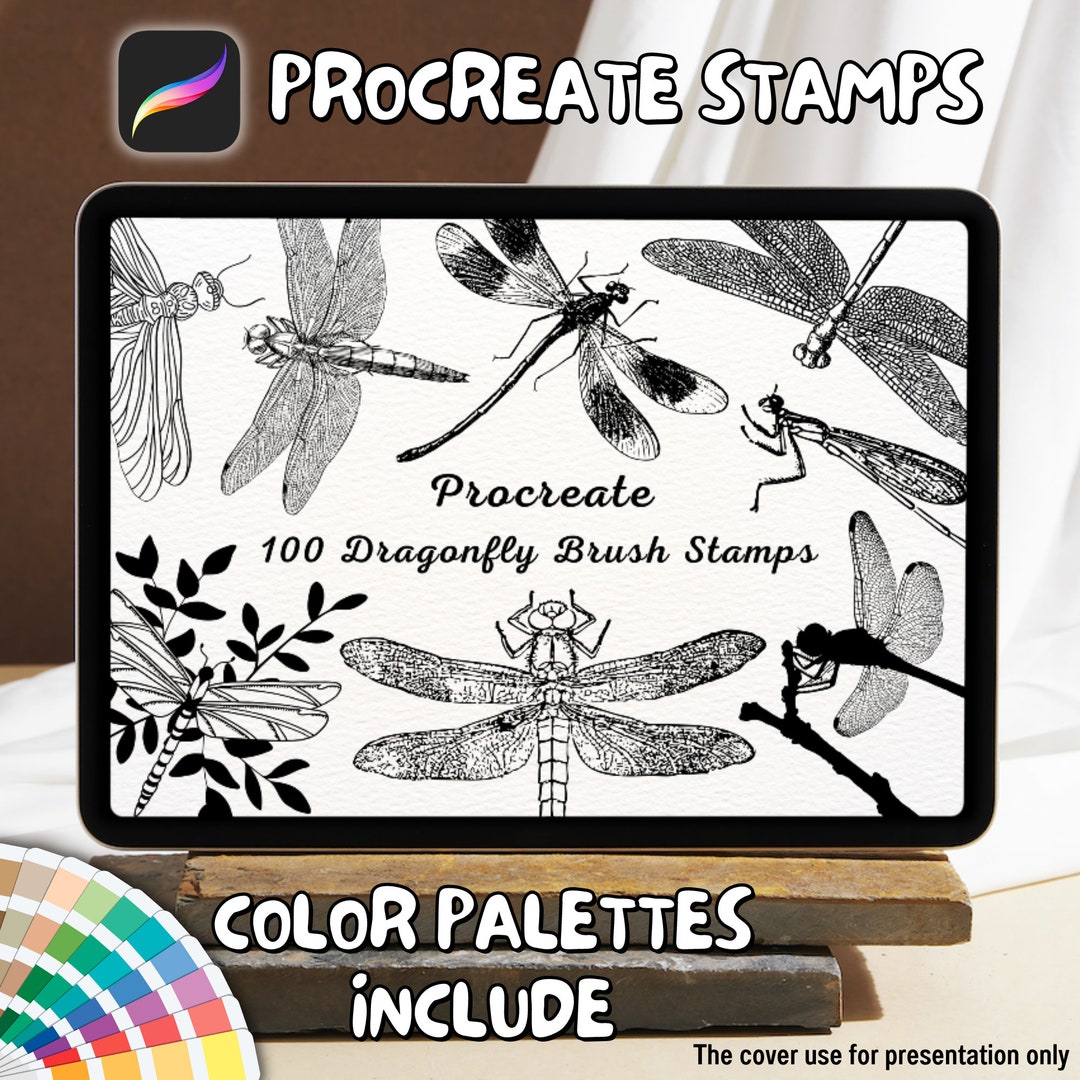 100 Dragonfly Brush Stamps | Procreate Dragonfly Brush Stamps ...