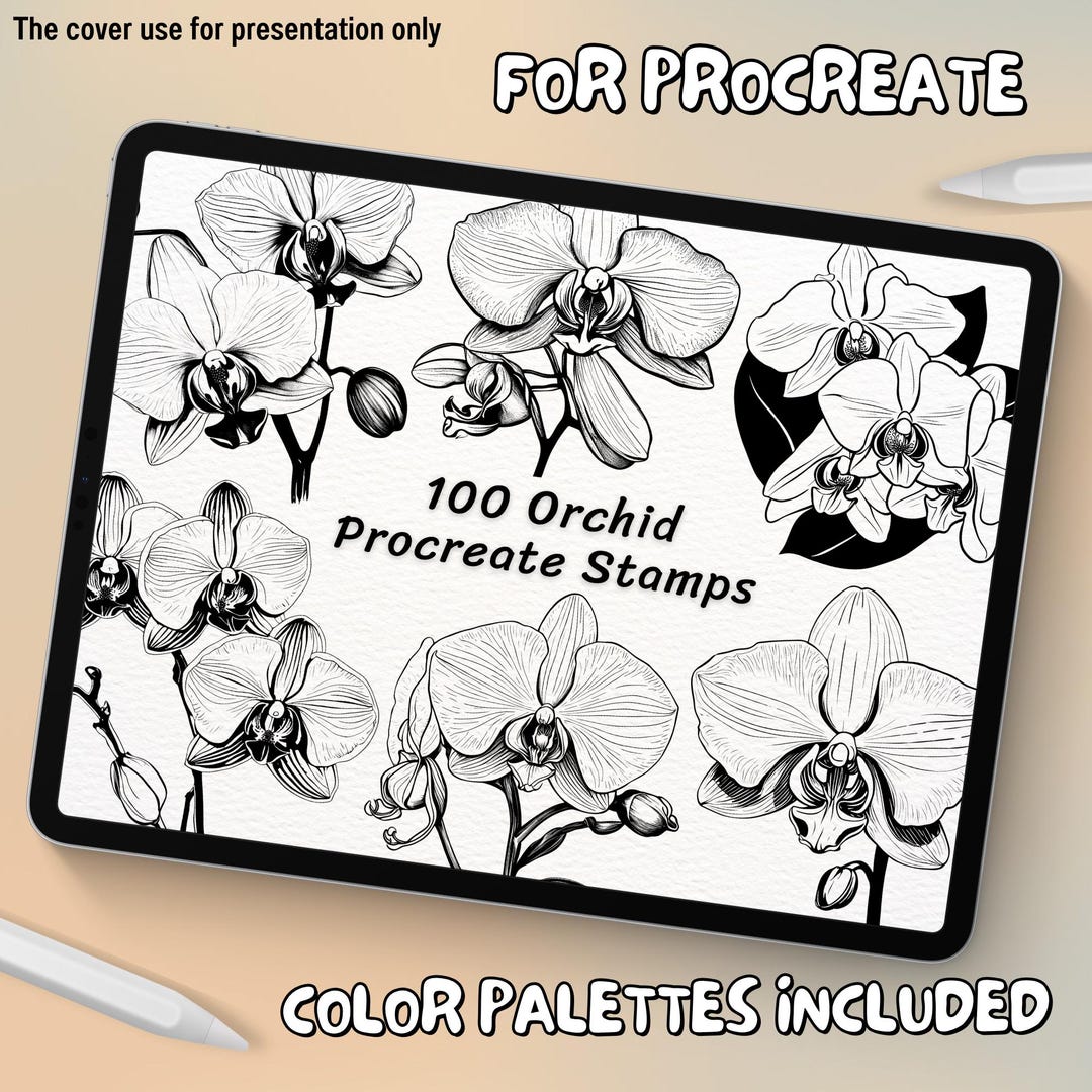 100 Orchid Brush Stamps | Procreate Orchid Brush Stamps | Orchid ...