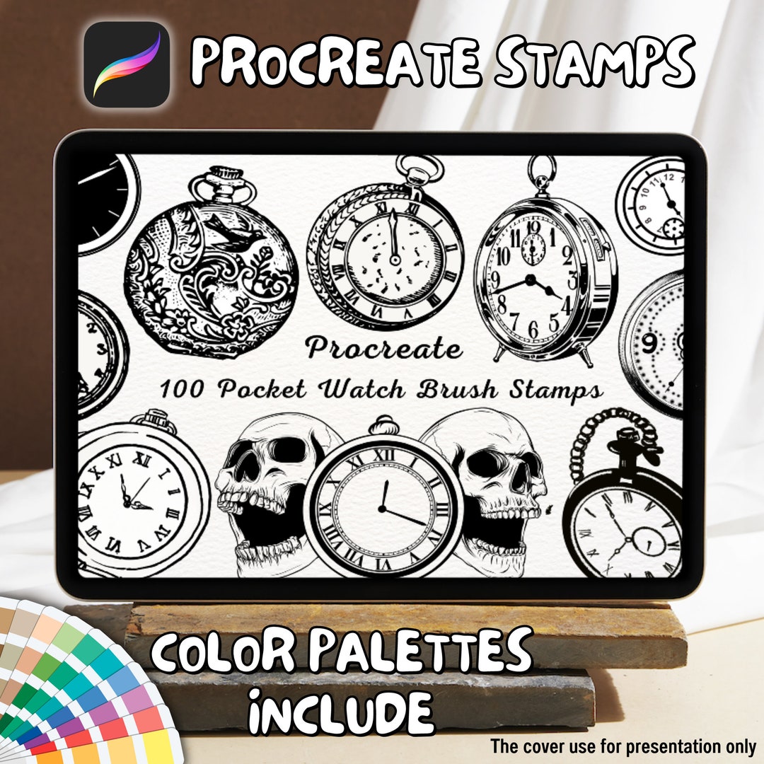 100 Pocket Watch Brush Stamps | Procreate Pocket Watch Brush Stamps ...