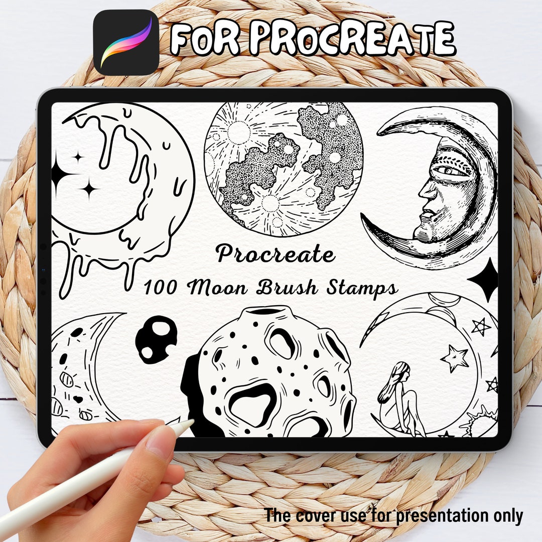 100 Moon Brush Stamps | Procreate Moon Brush Stamps | Moon Procreate ...