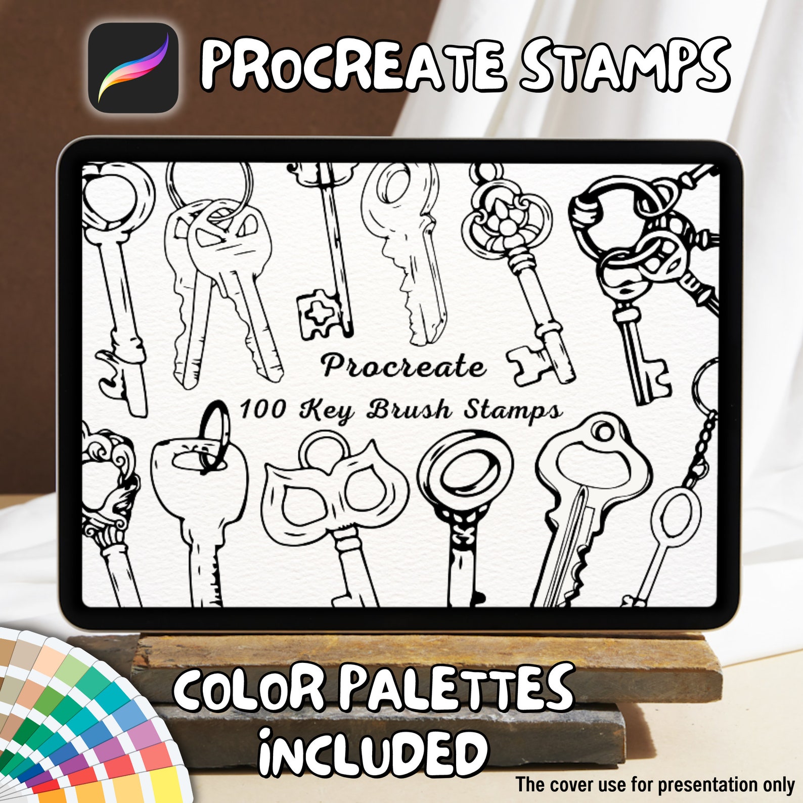 100 Key Brush Stamps Procreate Key Brush Stamps Key Procreate Stamps ...