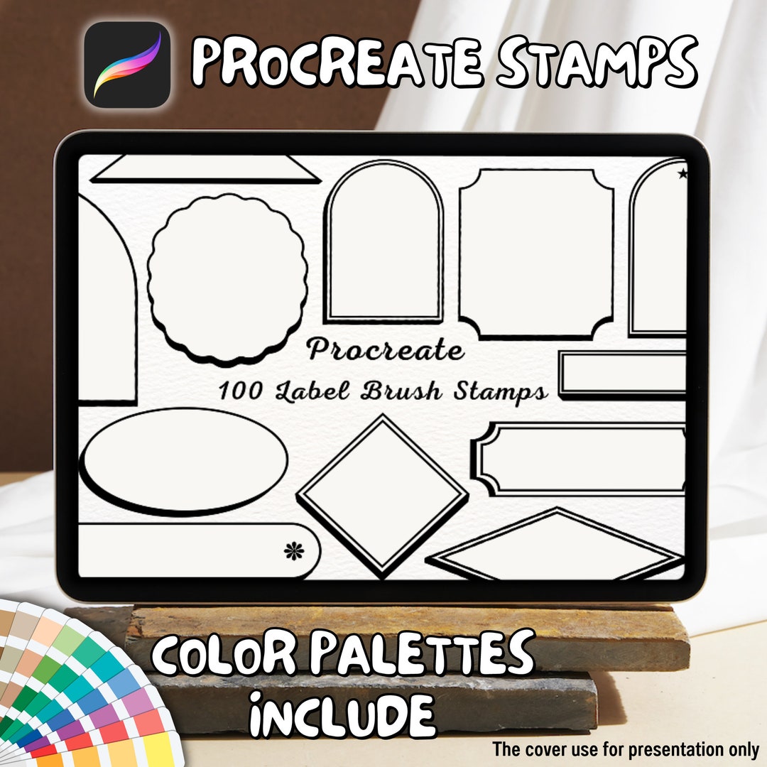 100 Label Brush Stamps | Procreate Label Brush Stamps | Label Procreate ...