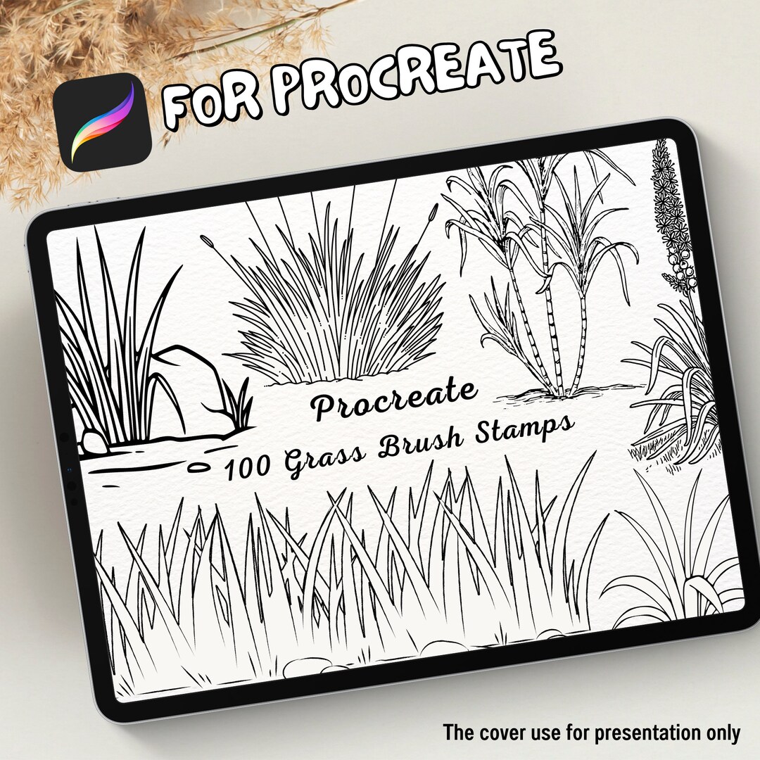 100 Grass Brush Stamps | Procreate Grass Brush Stamps | Grass Procreate ...