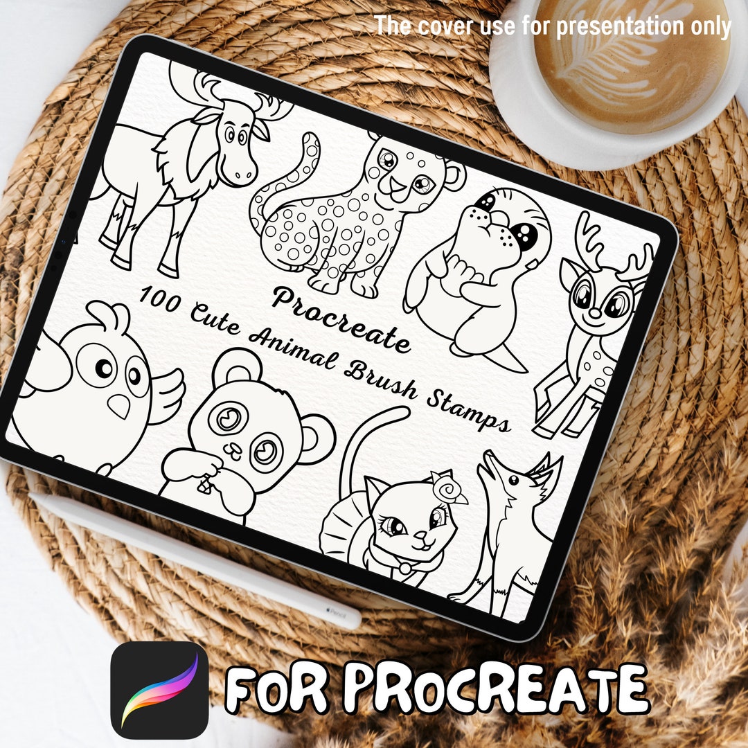 100 Cute Animal Brush Stamps | Procreate Cute Animal Brush Stamps ...