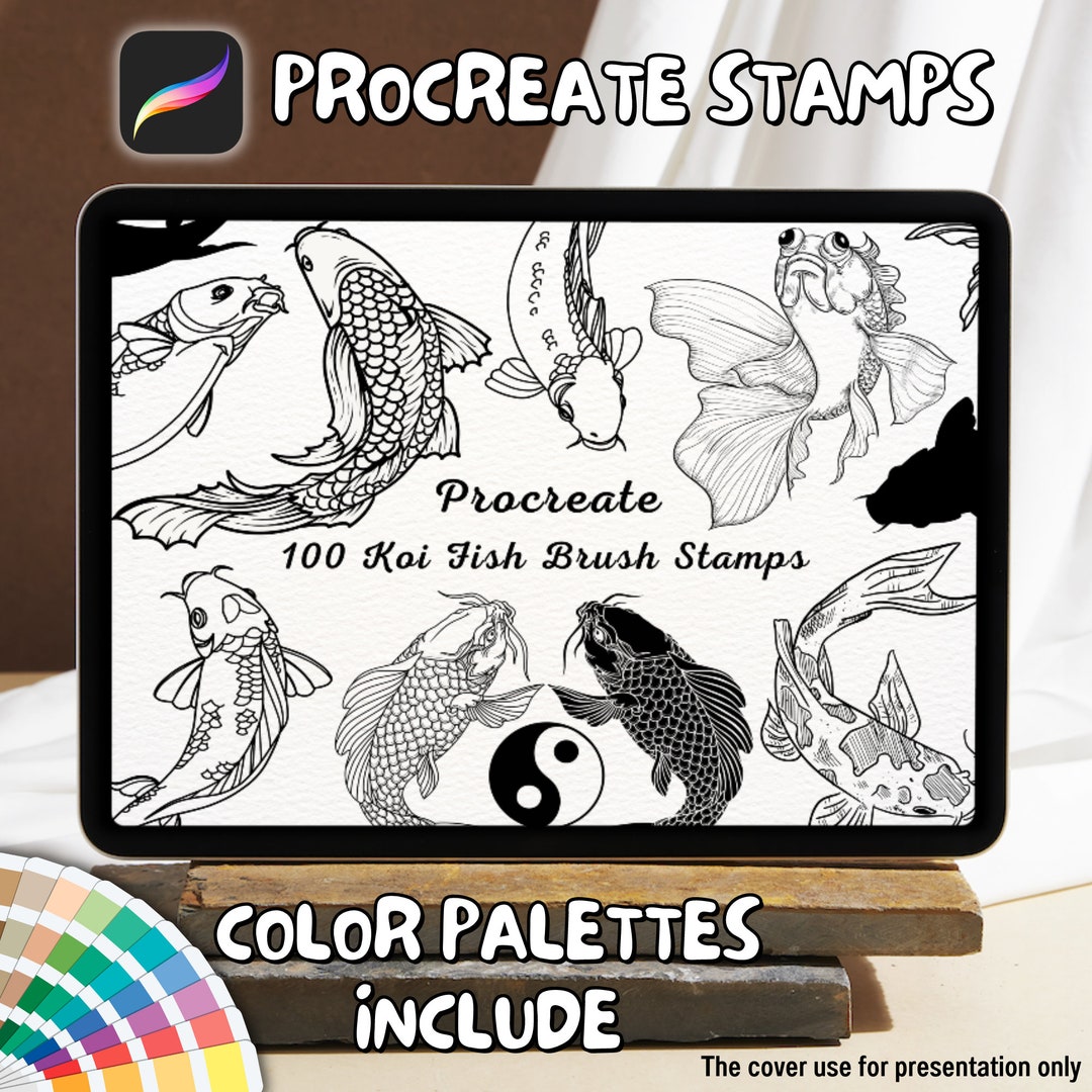 100 Koi Fish Brush Stamps | Procreate Koi Fish Brush Stamps | Koi Fish ...