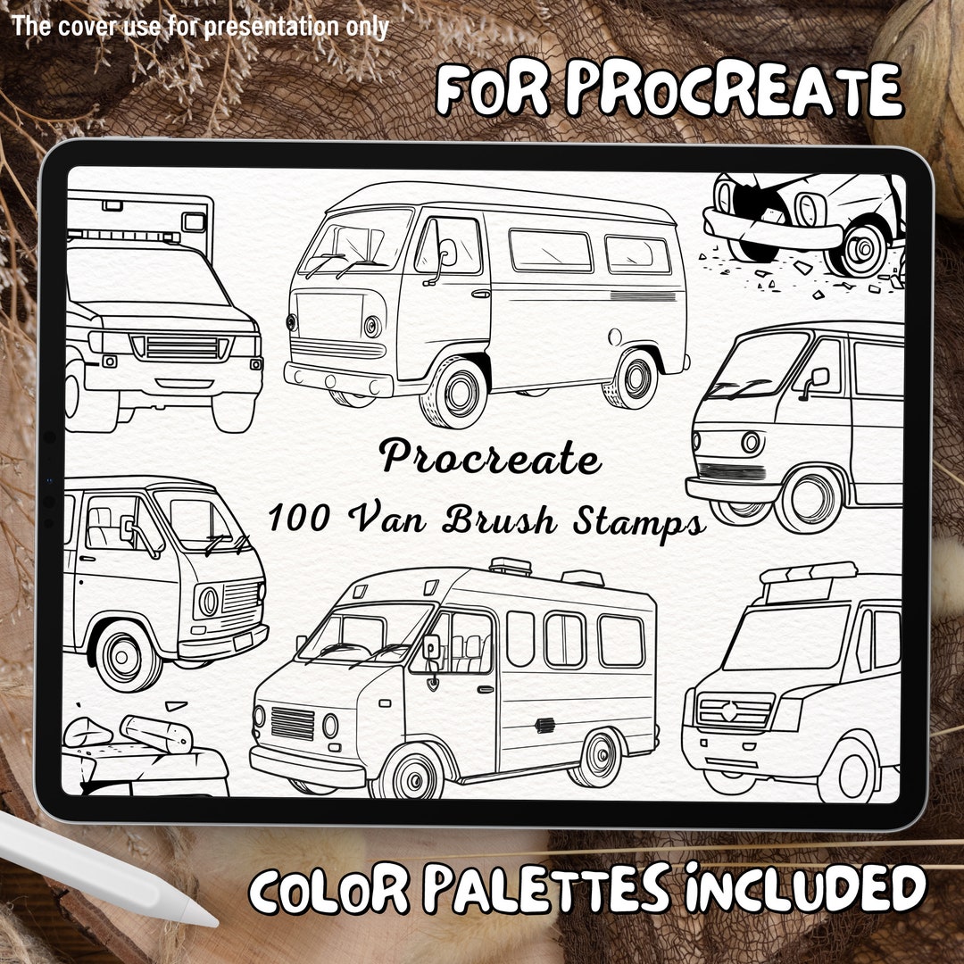 100 Van Brush Stamps | Procreate Van Brush Stamps | Van Procreate ...