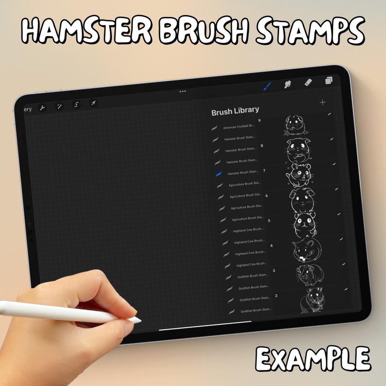 Hamster Stamps for Procreate, Digital Small Pet Brushes, Cute Rodent ...