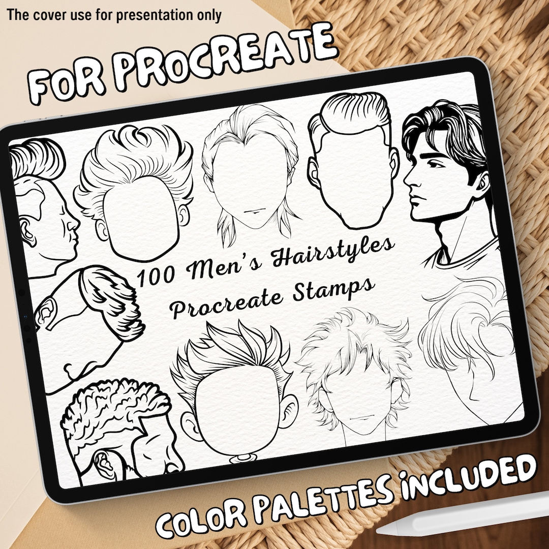 100 Men's Hairstyles Brush Stamps | Procreate Men's Hairstyles Brush ...