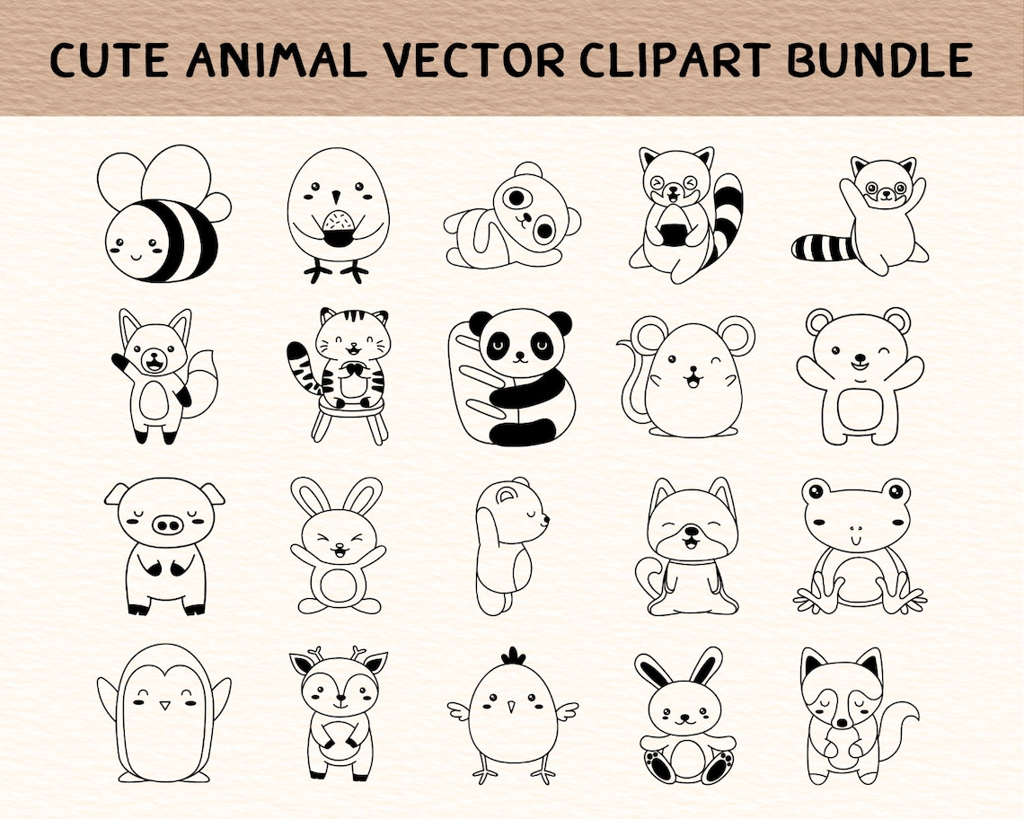 Cute Animal Vector Clipart Bundle Cute Animal Vector Clipart Cute ...