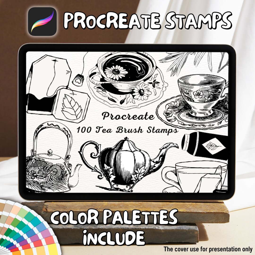 100 Tea Brush Stamps | Procreate Tea Brush Stamps | Tea Procreate ...