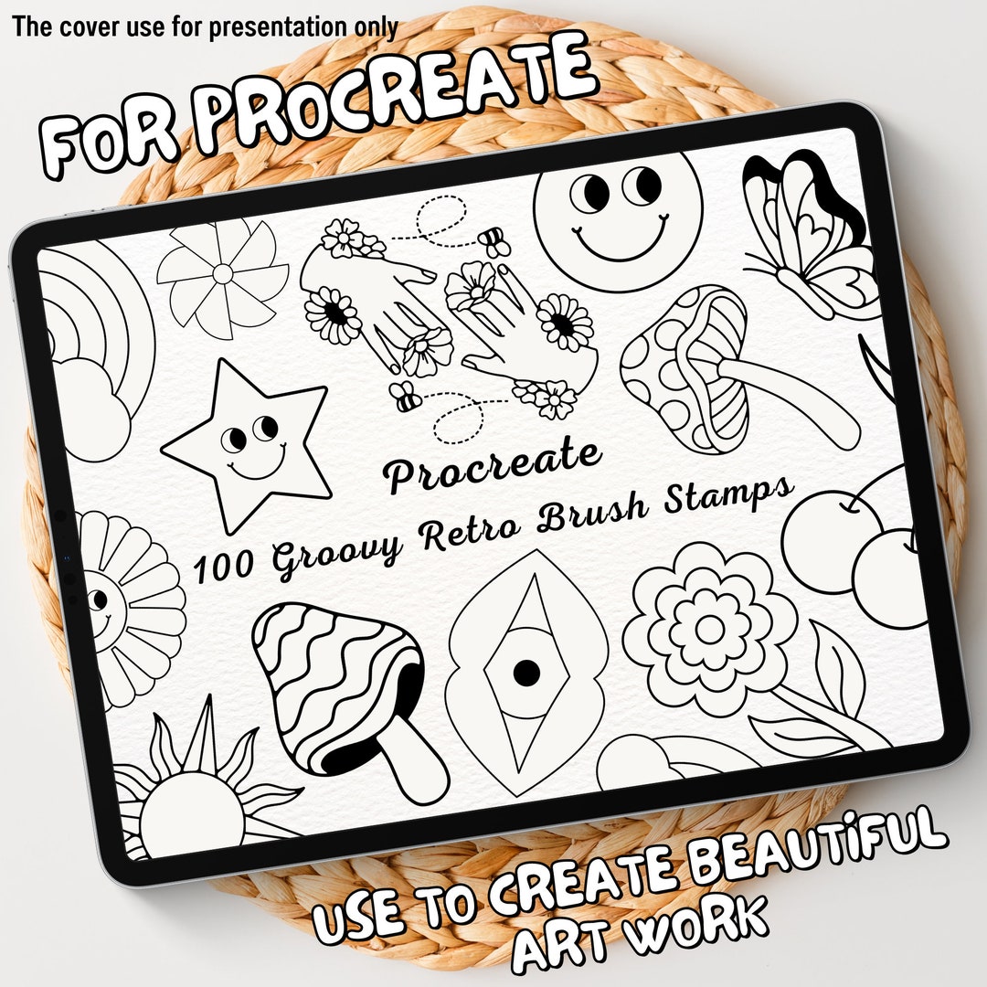 100 Groovy Retro Brush Stamps | Procreate Groovy Retro Brush Stamps ...