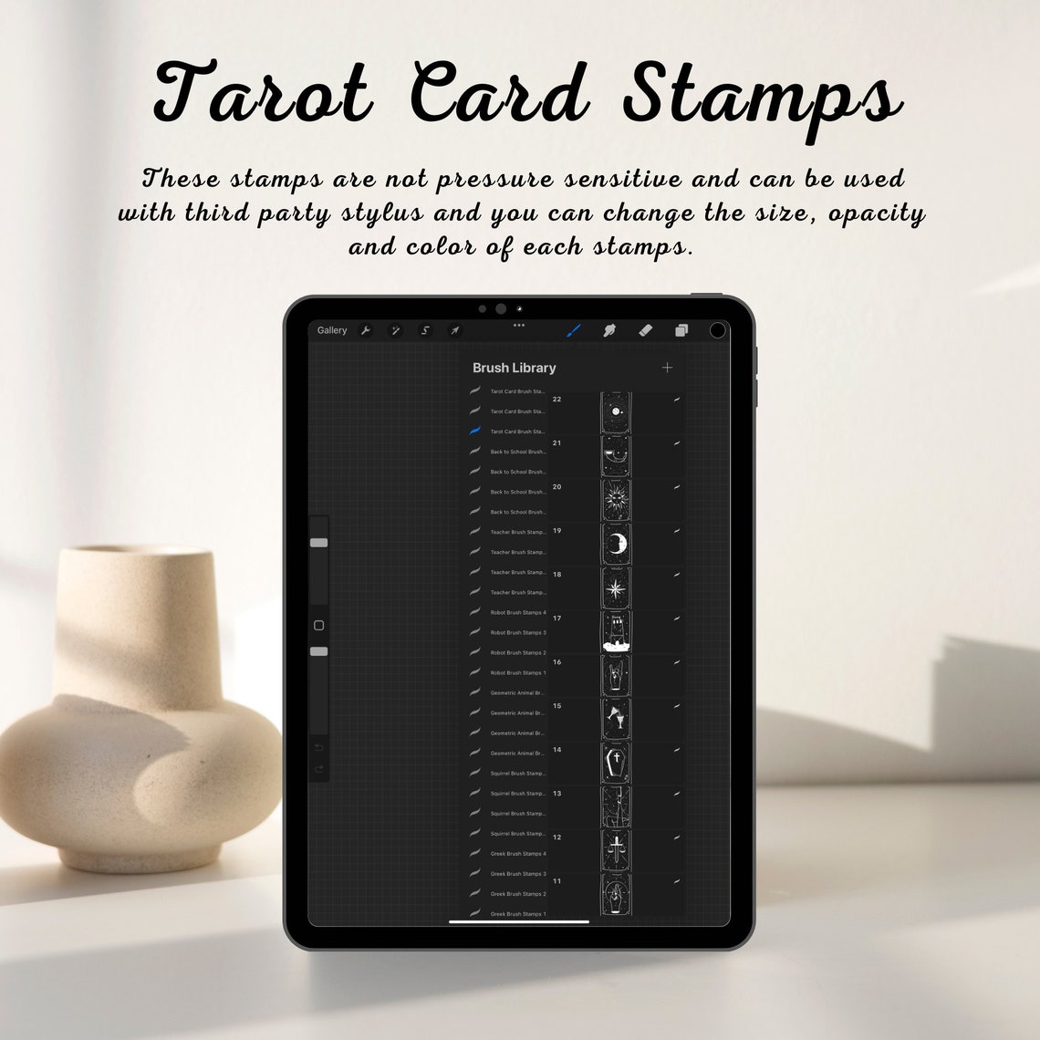 Tarot Card Procreate Stamps, Mystical Divination Digital Brushes ...