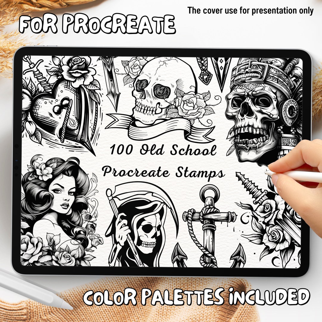 100 Old School Brush Stamps | Procreate Old School Brush Stamps | Old ...