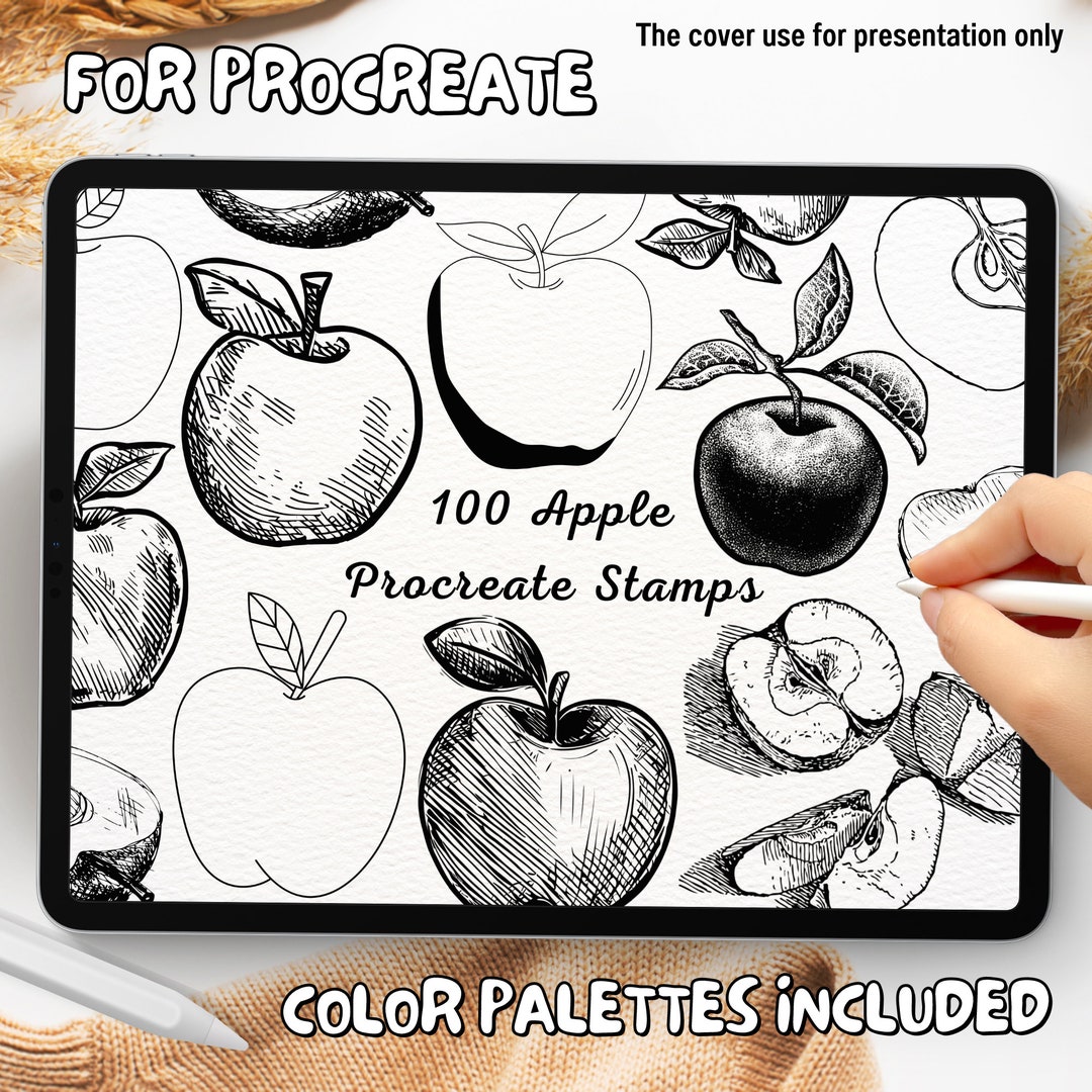 100 Apple Brush Stamps | Procreate Apple Brush Stamps | Apple Procreate ...