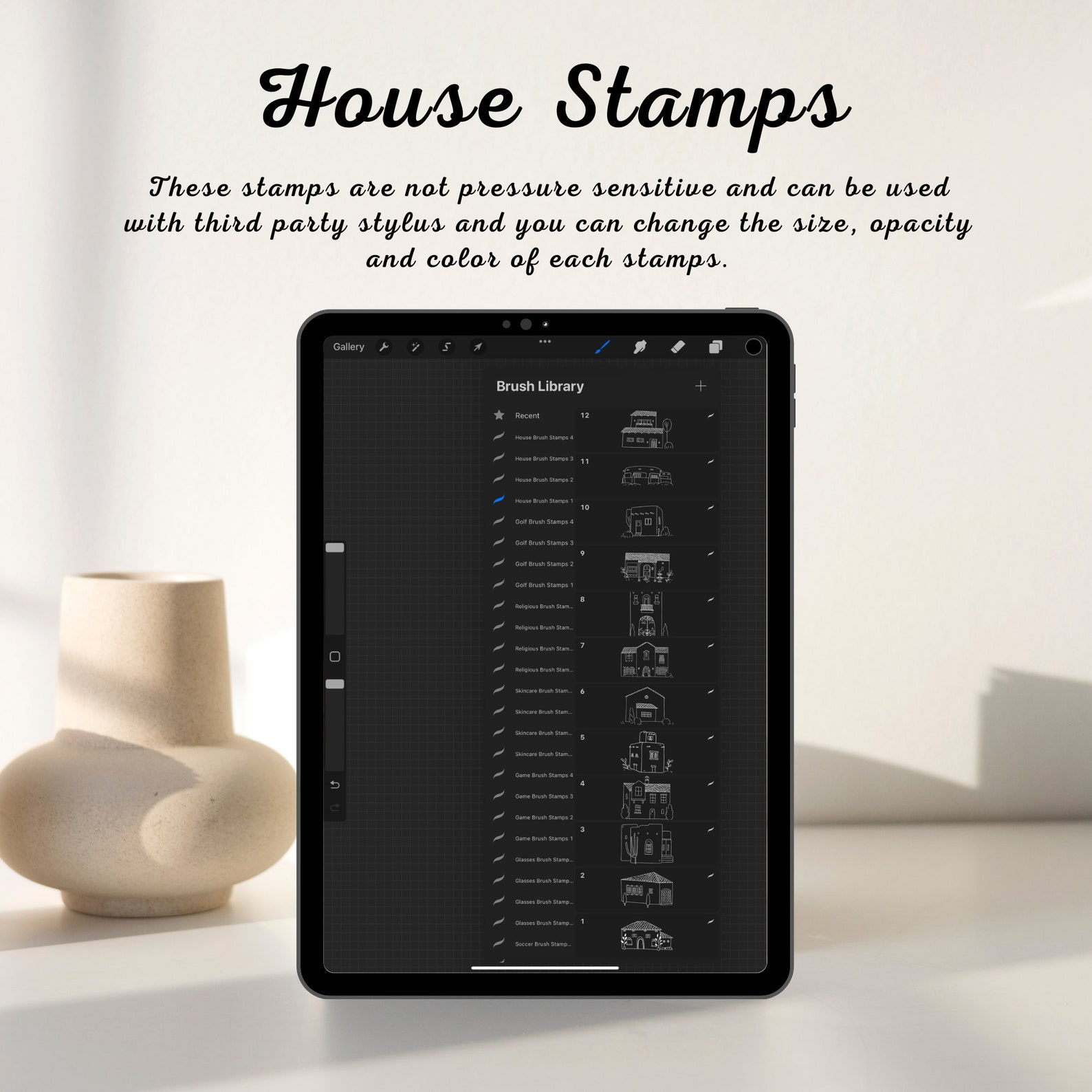 100 House Brush Stamps | Procreate House Brush Stamps | House Procreate ...