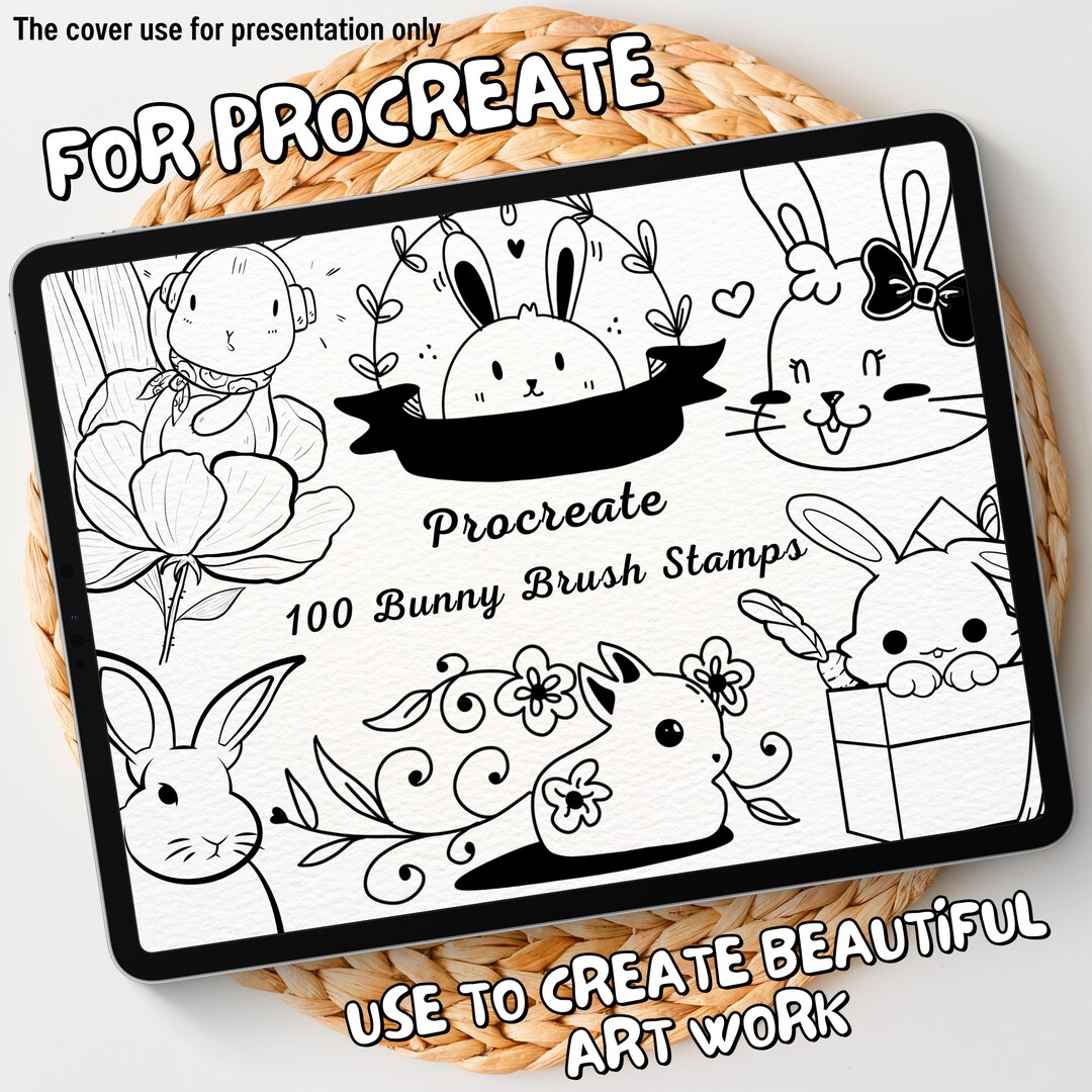Bunny Procreate Stamps, Rabbit Digital Brushes for Ipad, Easter Animal ...