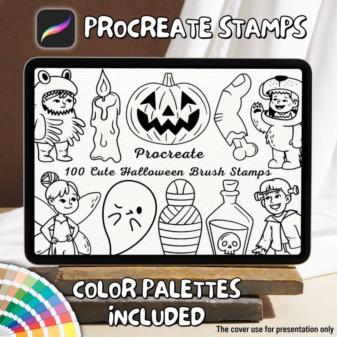 Halloween Stamps for Procreate, Digital Spooky Party Brushes, Scary ...