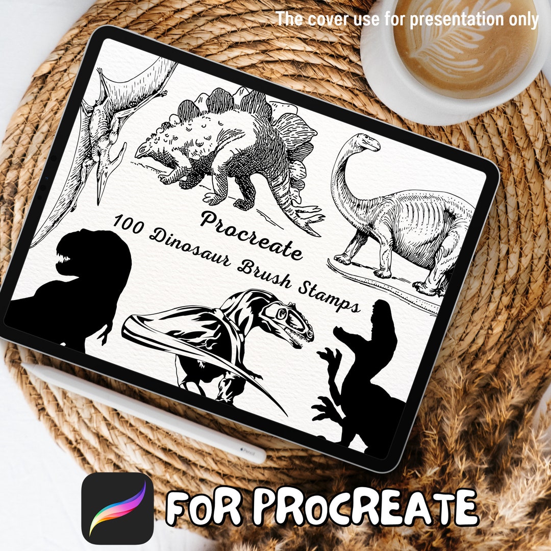 100 Dinosaur Brush Stamps | Procreate Dinosaur Brush Stamps | Dinosaur ...
