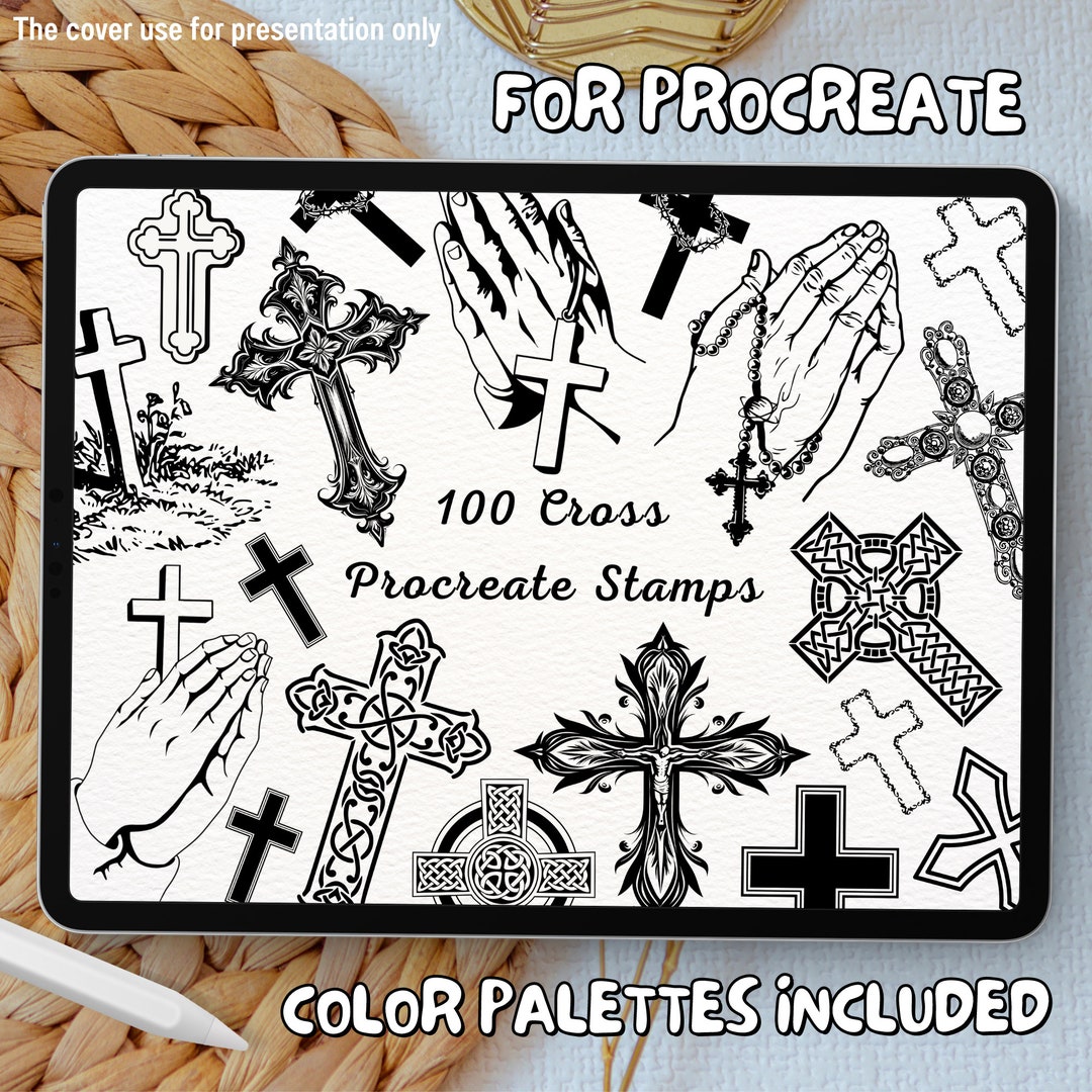 100 Cross Brush Stamps | Procreate Cross Brush Stamps | Cross Procreate ...