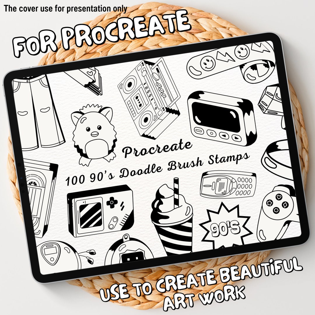 100 90's Doodle Brush Stamps | Procreate 90's Doodle Brush Stamps | 90 ...