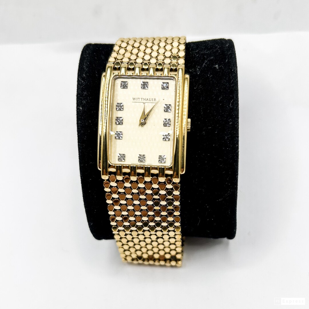 Estate Gold Plated Wittnauer Tank Watch With Diamond Dial - Etsy