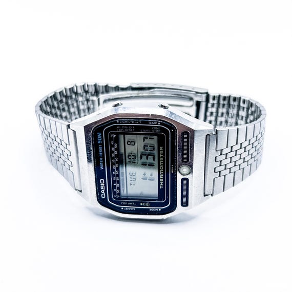 Estate Casio Digital Watch T-2000 Thermometer Steel R… - Gem