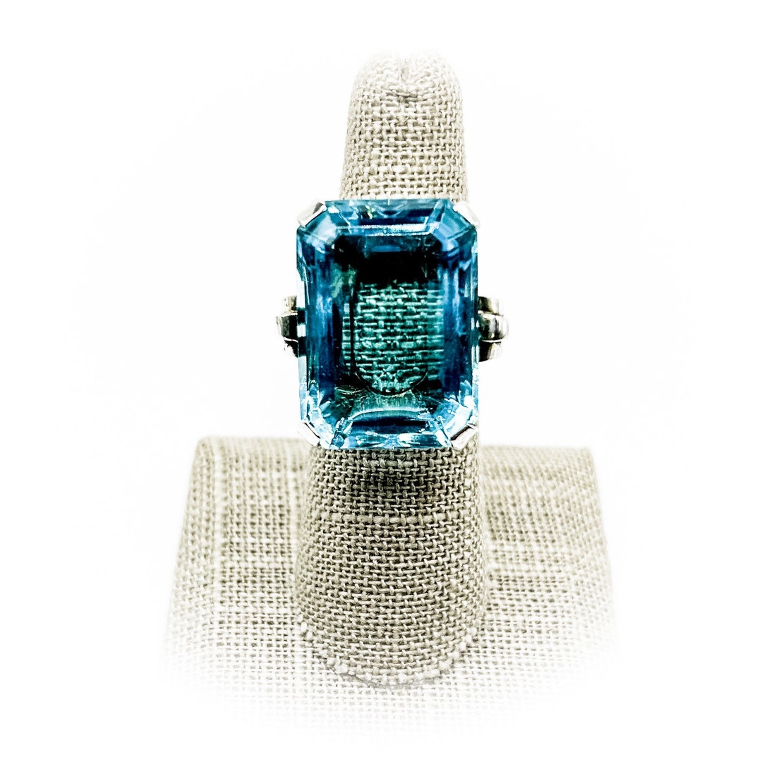 Sterling Silver Ring With XL Blue Topaz Stone Size 6.5 - Etsy