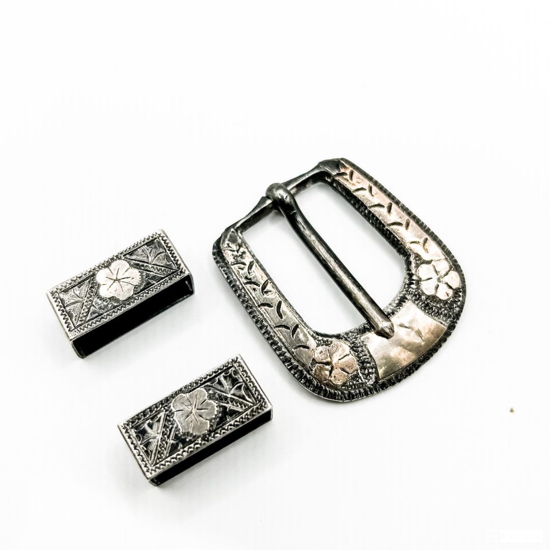 Estate Silver Western Belt Buckle and Keepers 3/4 Inch - Etsy