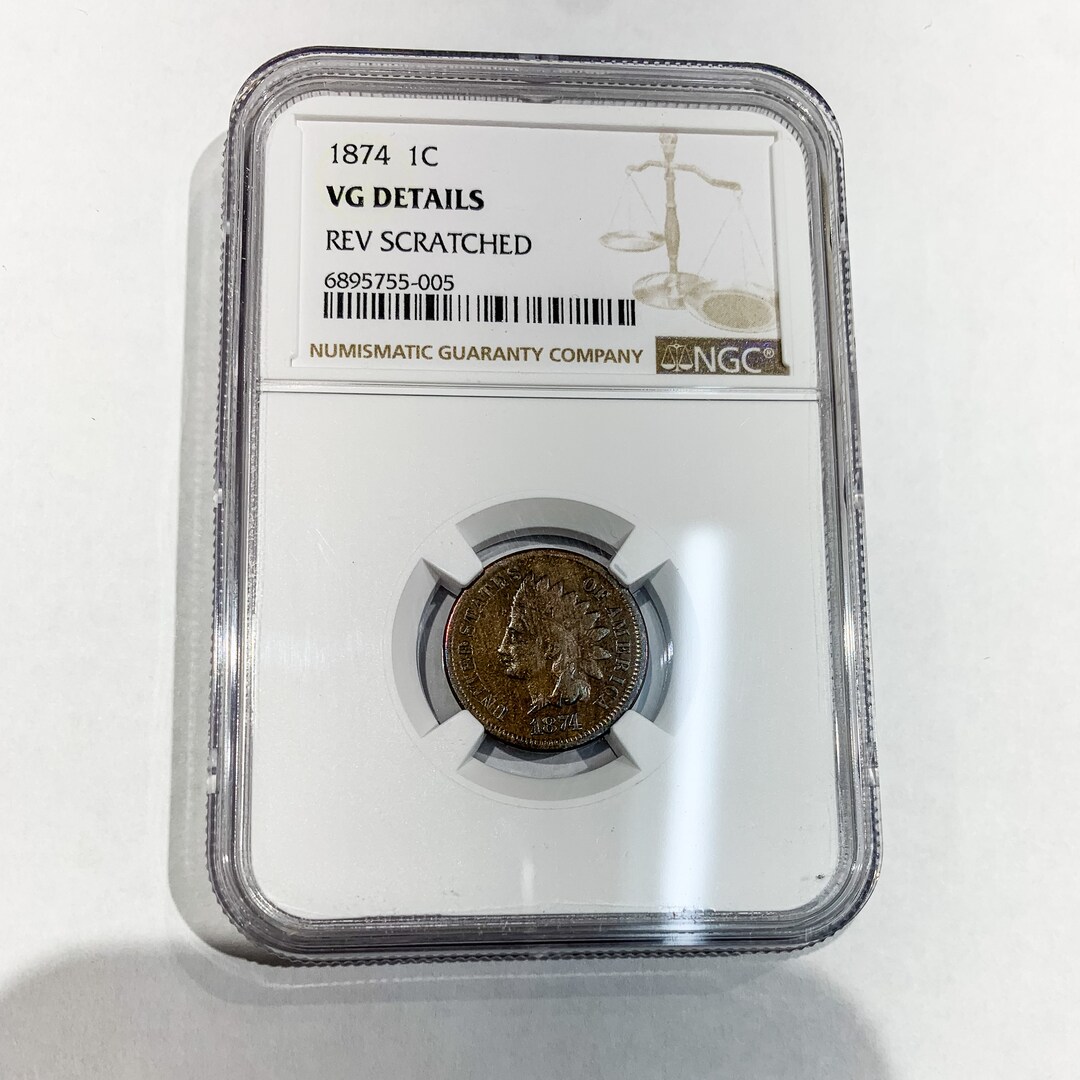 1874 1C BG Details Rev Scratched NGC Coin - Etsy