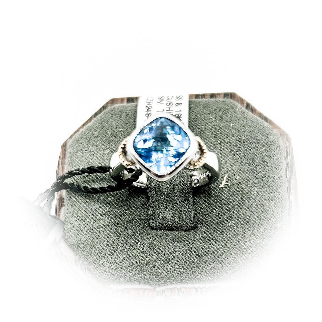 Lorenzo Sterling Silver and 18k Gold Ring With Blue Topaz Stone Size 7 ...