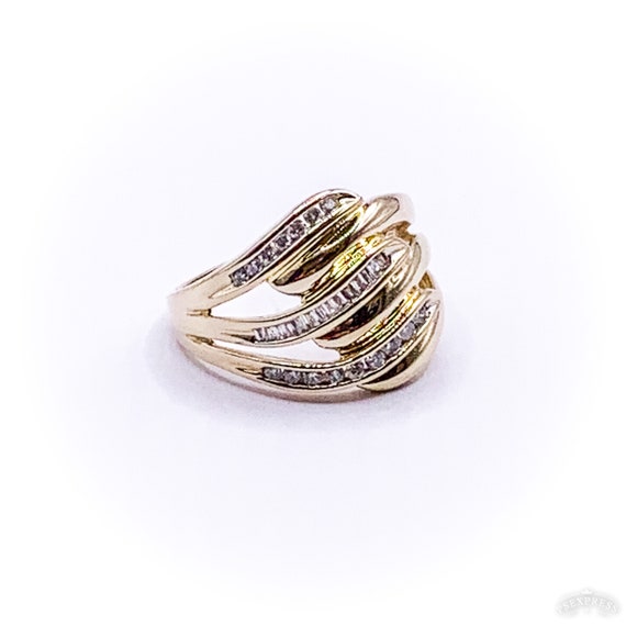 14k Yellow Gold 3 Row Diamond Bypass Ring .50cttw - Gem 14k Yellow Gold 3 Row Diamond Bypass Ring .50cttw - Gem