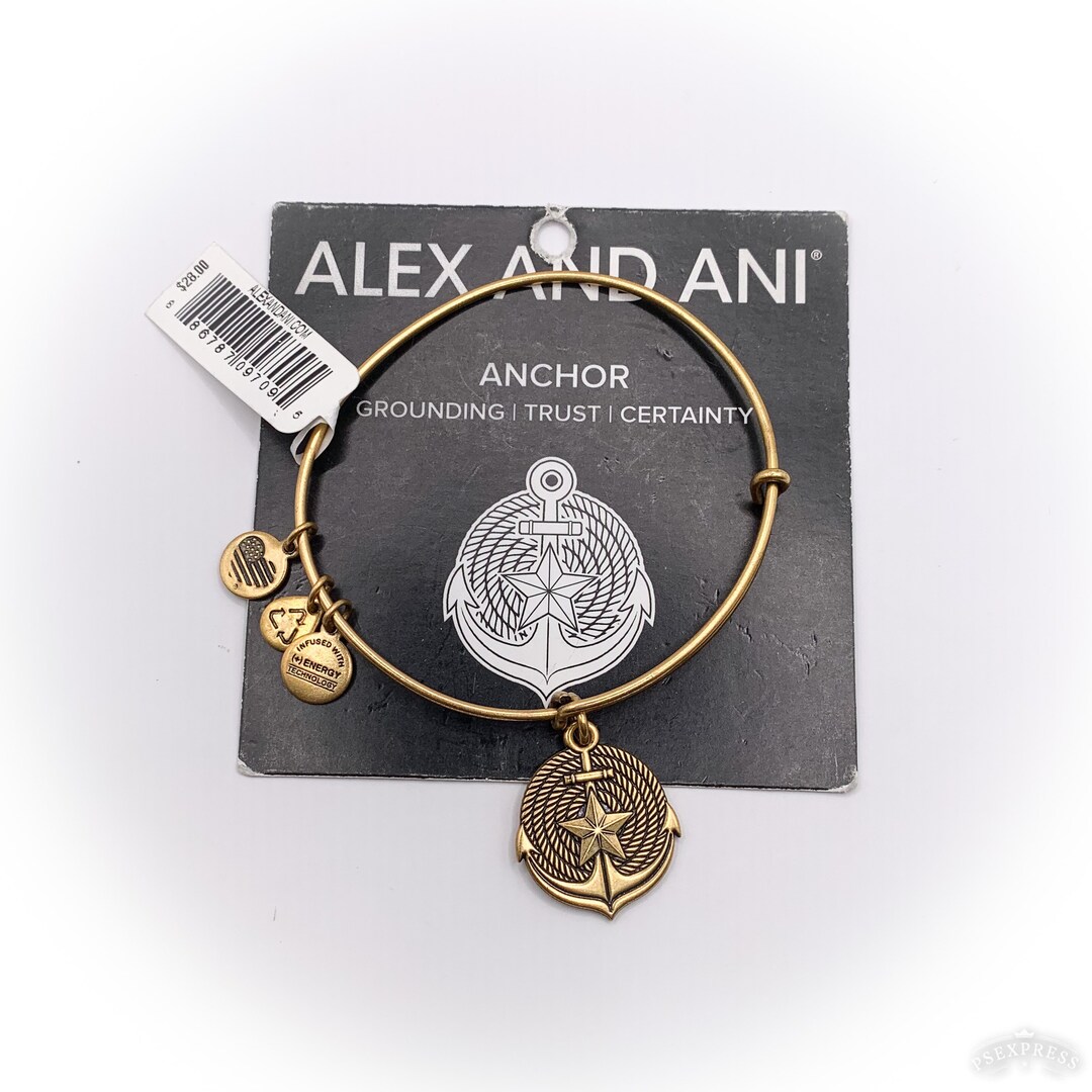 Alex and Ani Anchor Gold Tone Bracelet With Tag and Card Brand - Etsy