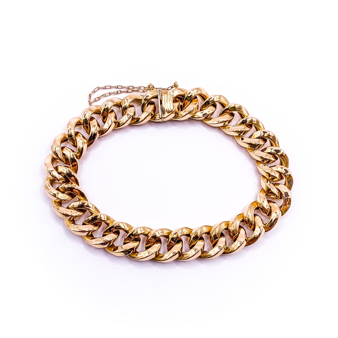 14k Yellow Gold 10mm Hollow Link Bracelet 23.8 Grams - Etsy