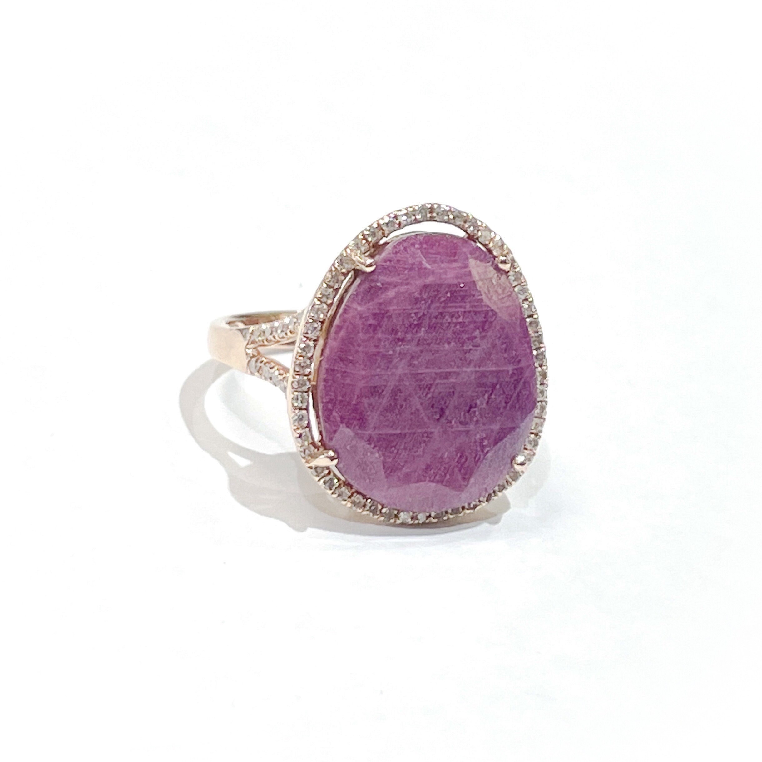 EFFY Ruby and Diamond Ring in 14k Rose Gold - Etsy