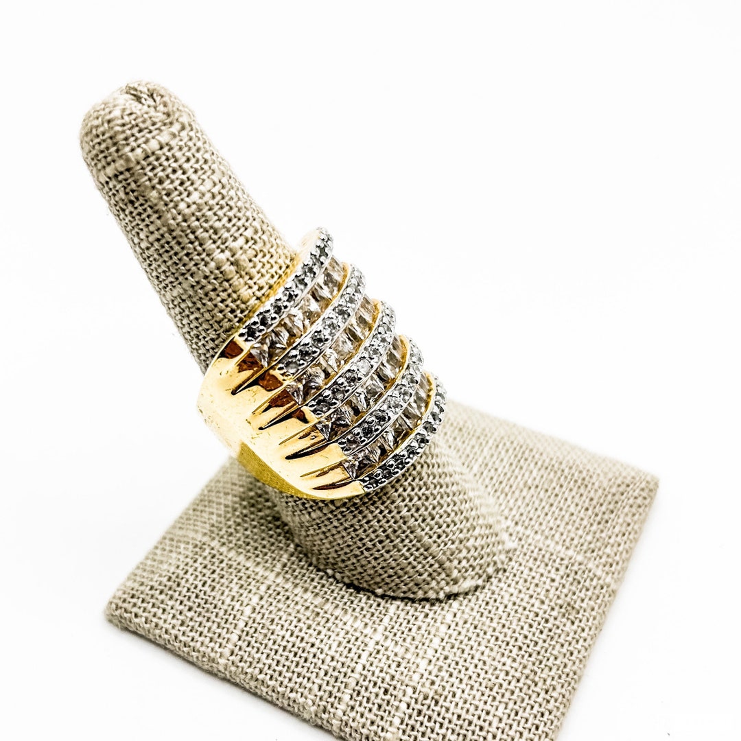 Estate Seta Gold Tone Crystal Designer Ring Size 9 - Etsy