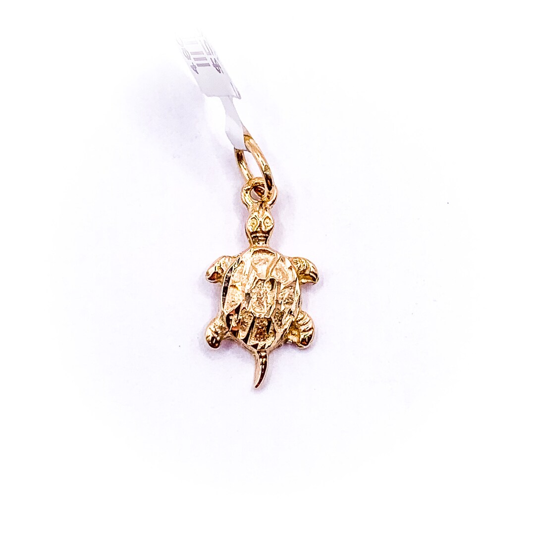 14k Yellow Gold Turtle Charm - Etsy