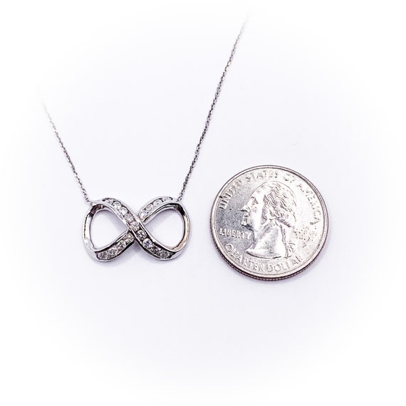Diamond Infinity Symbol 14k White Gold Vintage Neckla… - Gem
