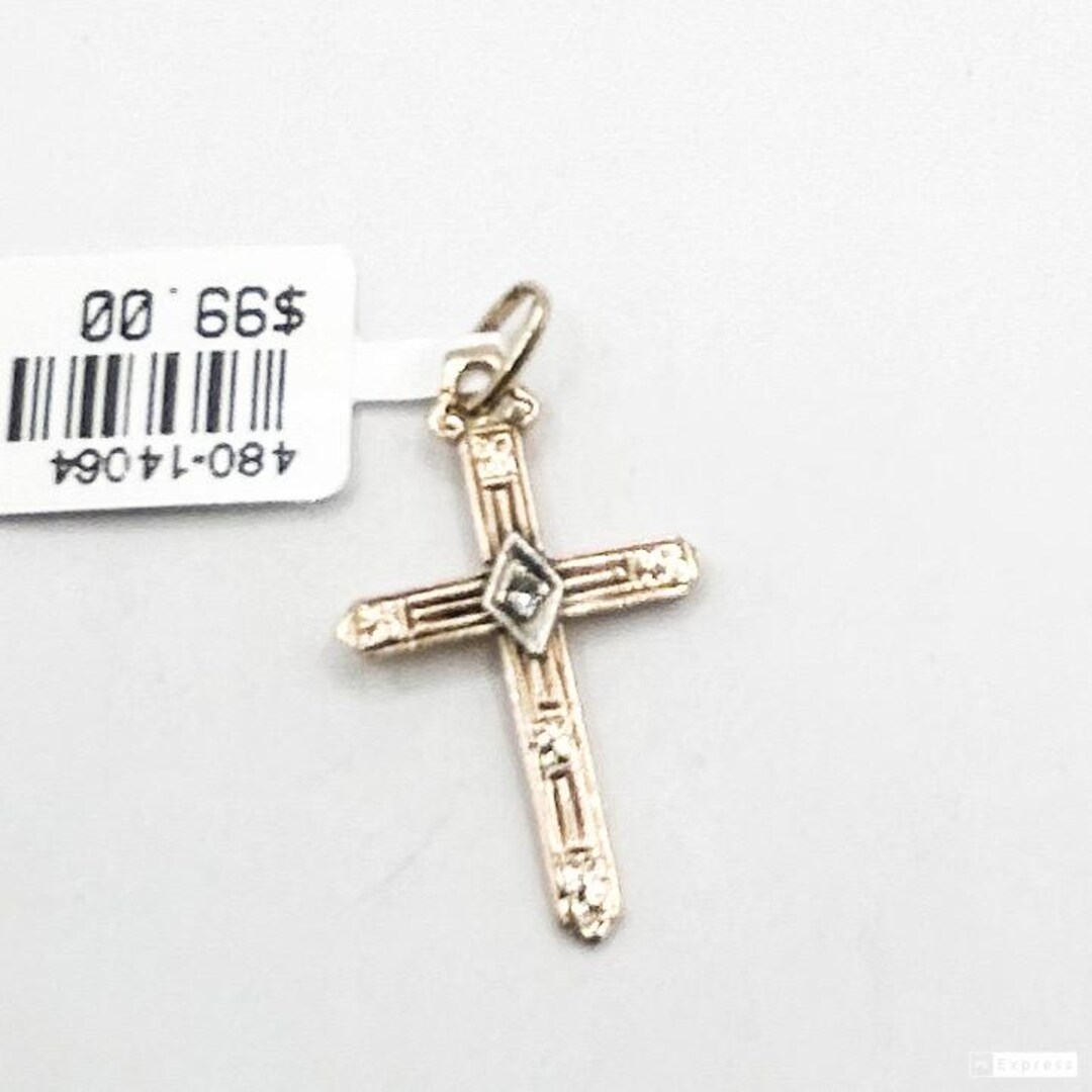 Estate 14k Yellow Gold Cross Medal With Diamond - Etsy