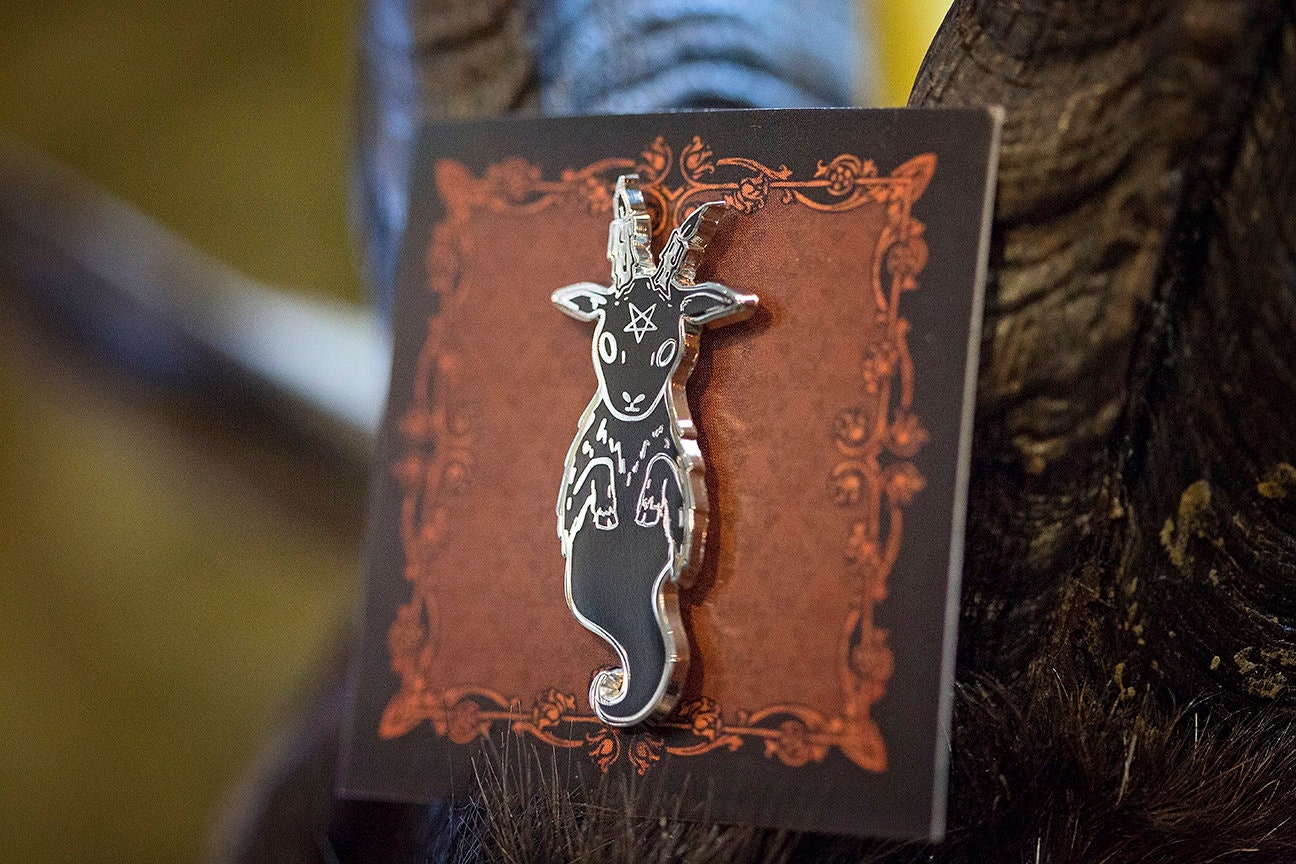 Halloween Edition Baby Goat Ghost Enamel Pin Silver - Etsy