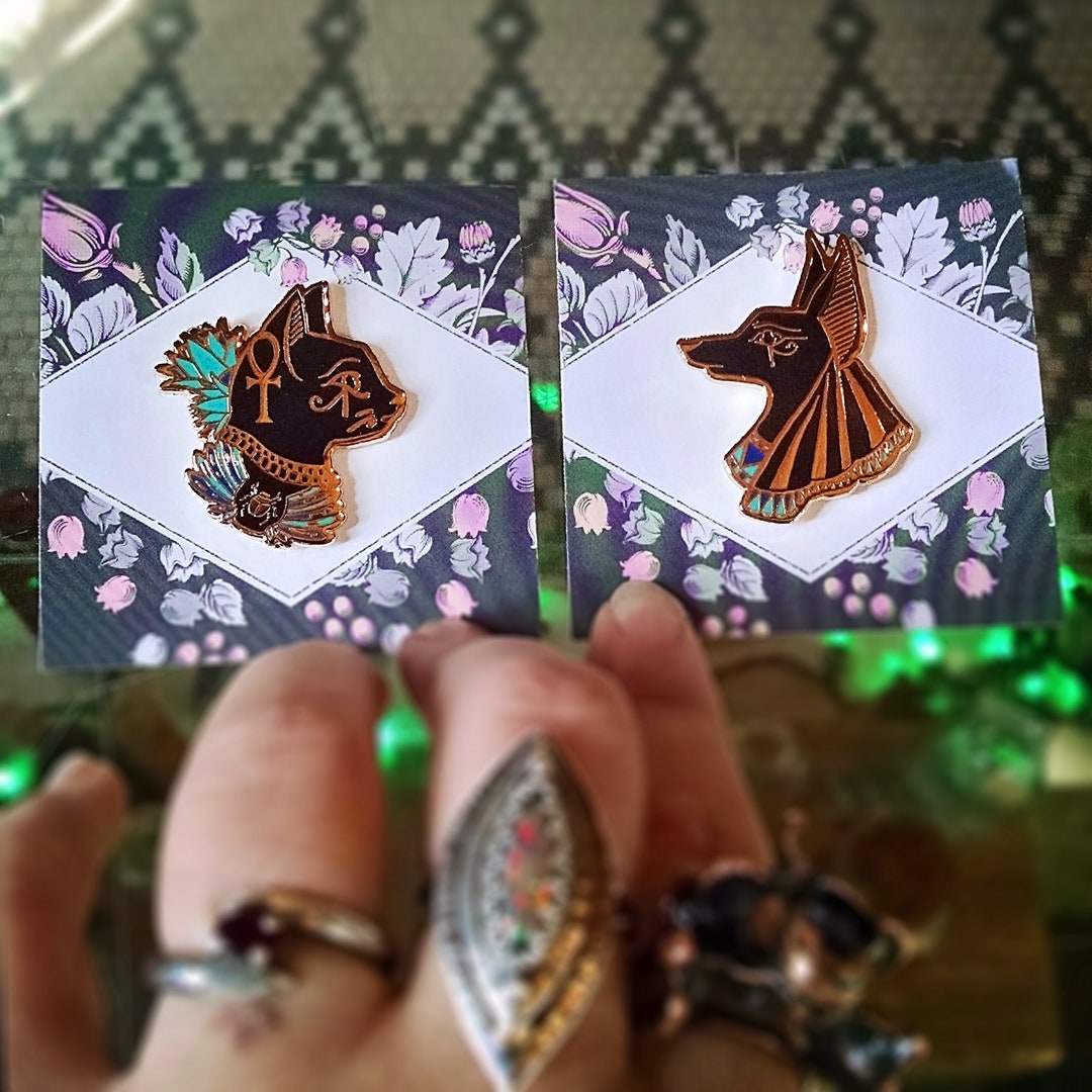 Bastet + Anubis Egyptian God Enamel Pins | Ancient Egypt Goddess ...