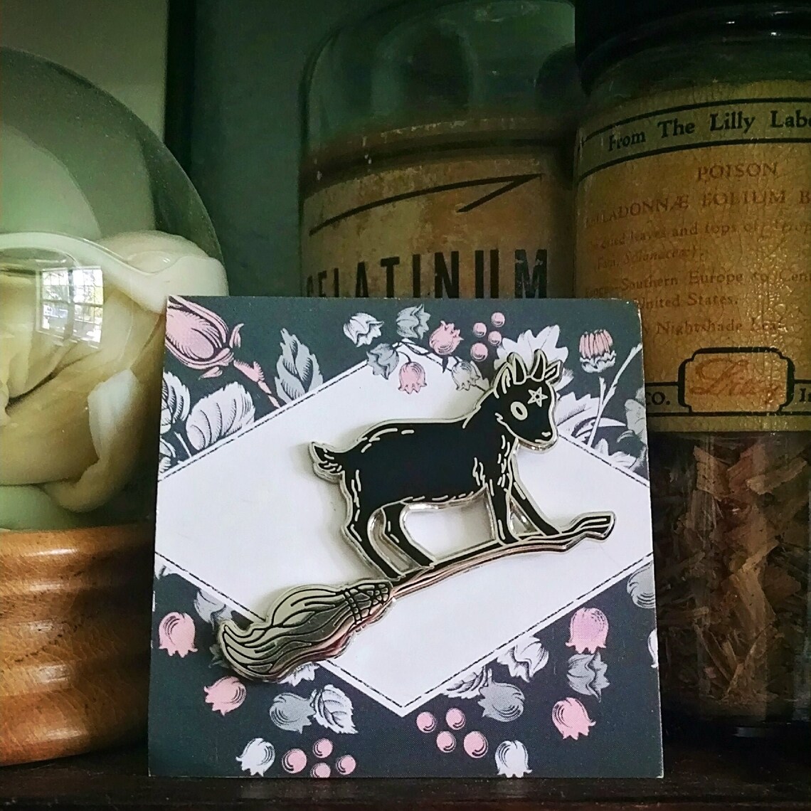 Baby Goat Learning to Ride a Broom Enamel Pin Silver Plated - Etsy